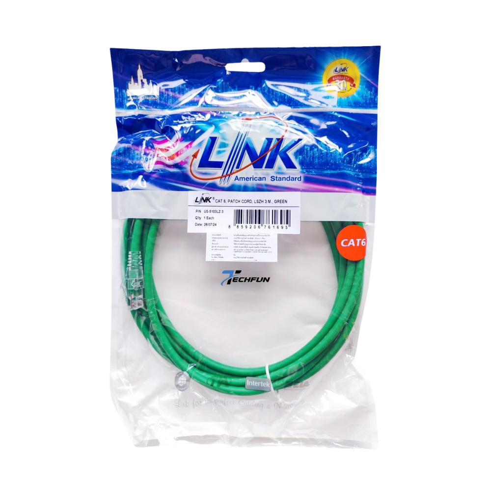 LAN CAT6 RJ45 Patch Cord LINK US-5103LZ-X 3m - TechFun
