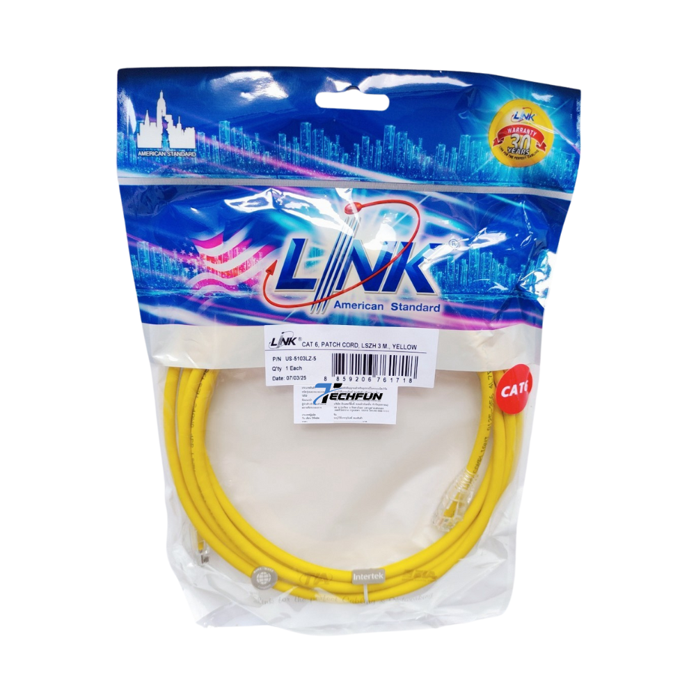 LAN CAT6 RJ45 Patch Cord LINK US-5103LZ-X 3m - TechFun